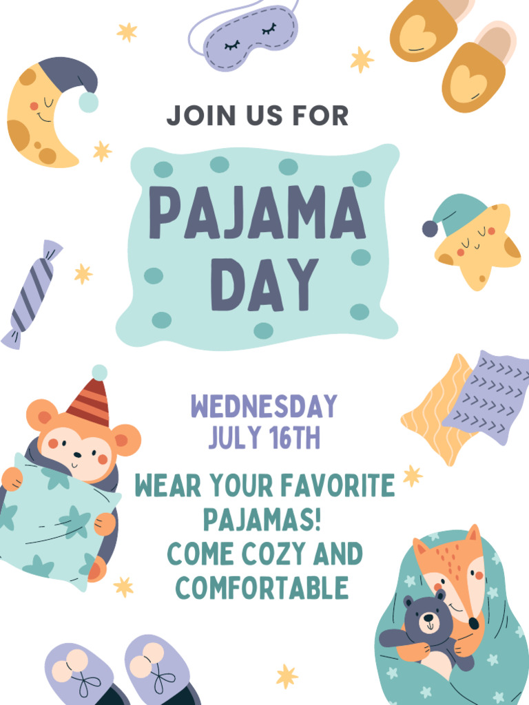 Green and Purple Illustrative Pajama Party Flyer | PDF