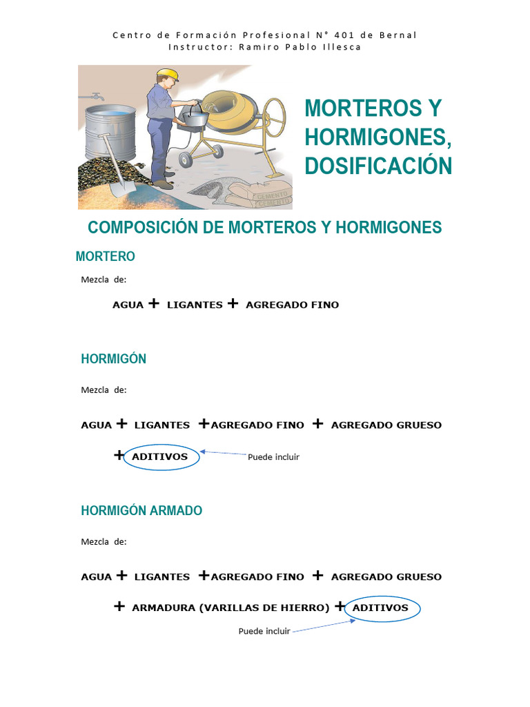 Clasificación de Morteros y Hormigones | PDF | Hormigón | Mortero ...