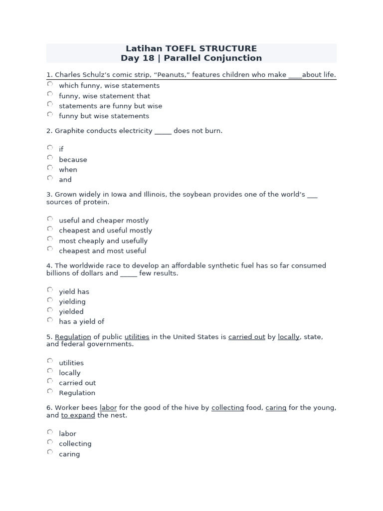 Soal TOEFL Structure Day 18 | PDF