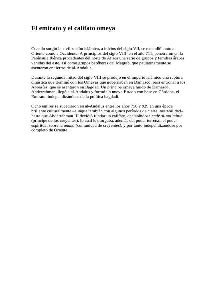 Emirato y Califato Omeya en Damasco | PDF