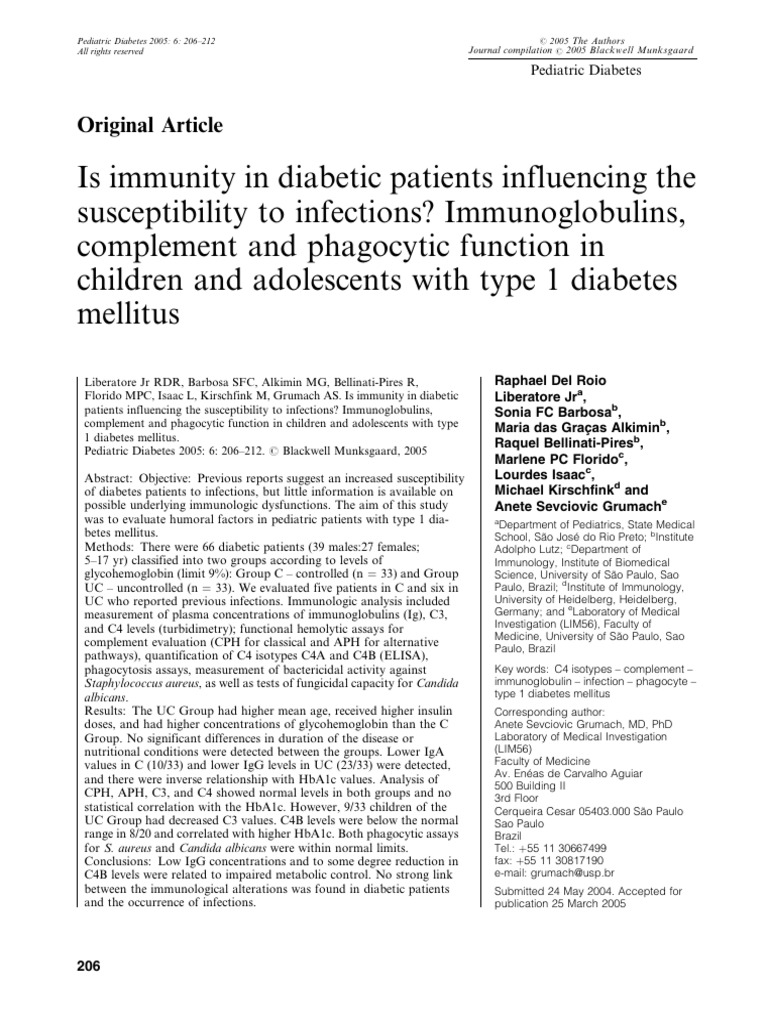 Immunity and Infection in Type 1 Diabetes | PDF | Diabetes | Glycated ...