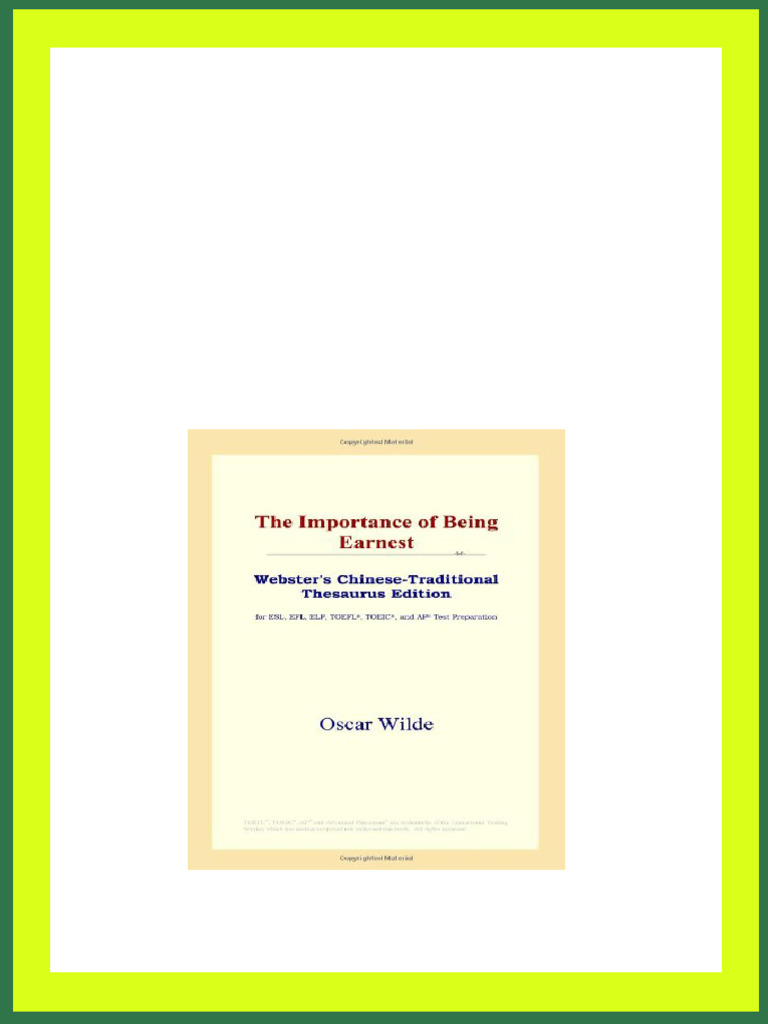 The Importance of Being Earnest Oscar Wilde PDF Download | PDF | The ...