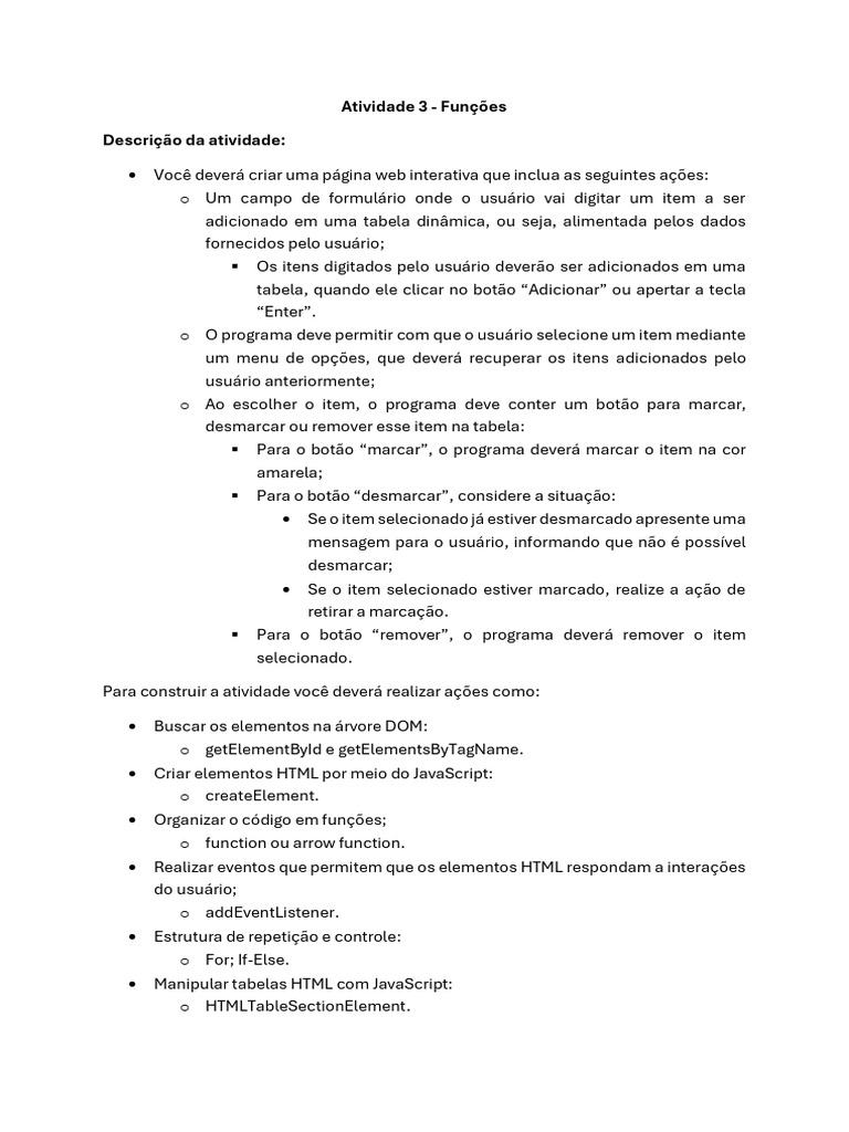 Atividade 3 - Funções | PDF