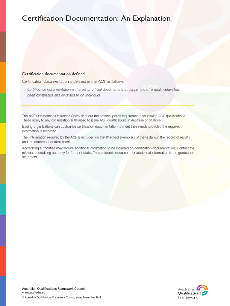 Certification Documentation Explanation | PDF | Diploma | Educational Stages