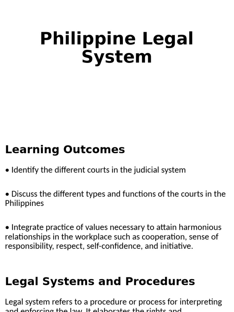 Overview of the Philippine Legal System | PDF | Separation Of Powers ...
