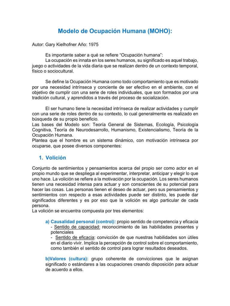 Modelo de Ocupación Humana (MOHO) Explicado | PDF | Comportamiento ...