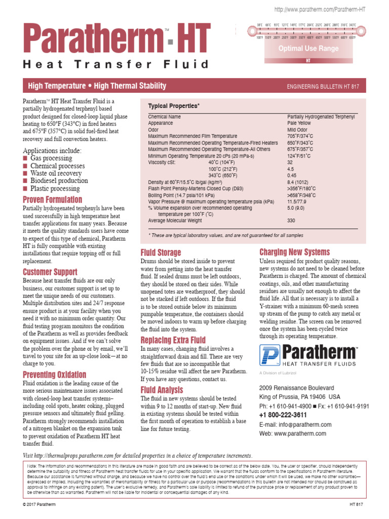 PDS Paratherm HT (En) | PDF | Heat Transfer | Viscosity