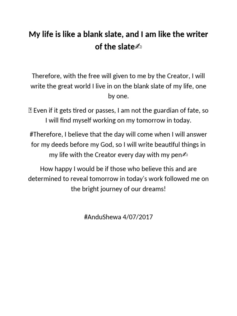 My Life Is Like A Blank Slate | PDF