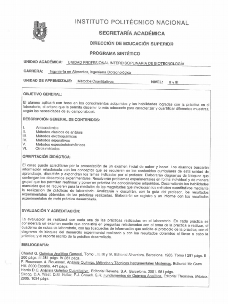 Métodos Cuantitativos IPN (2do Semestre) Temario | PDF