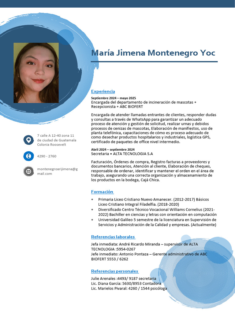 Maria Jimena Montengro CV | PDF