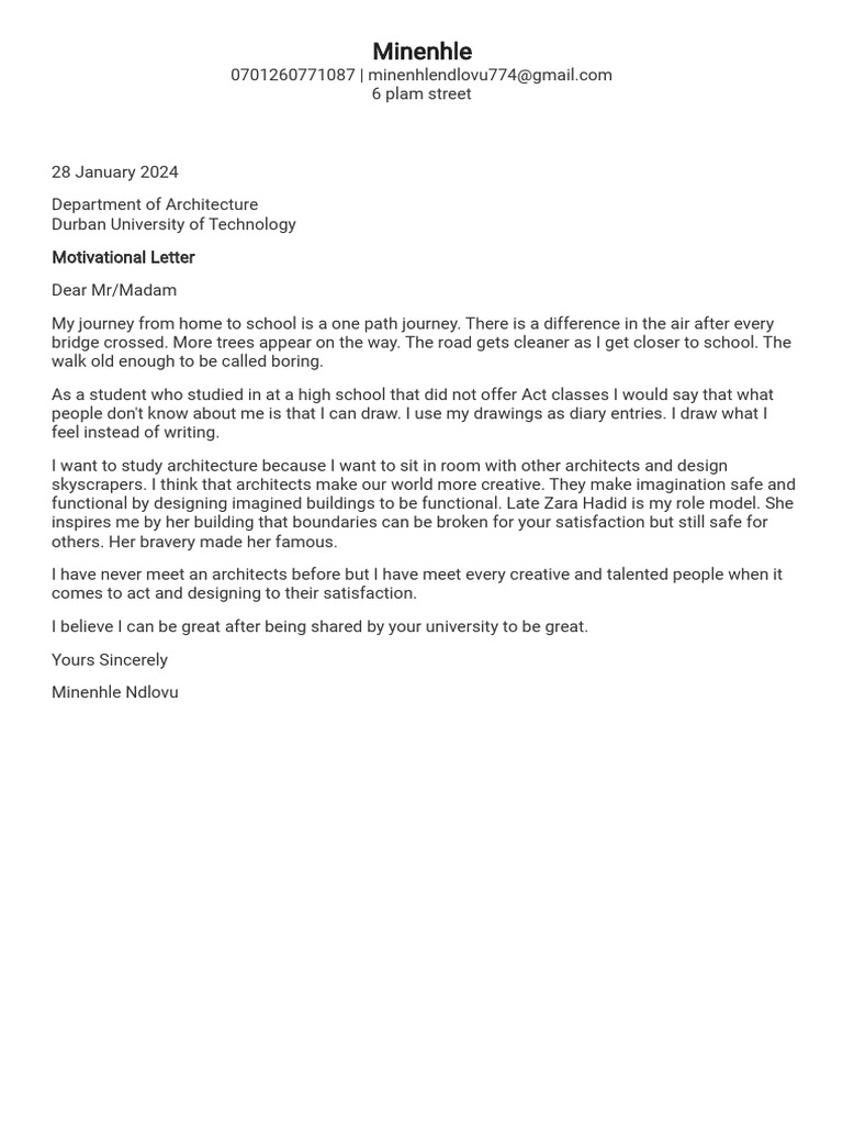 Motivational Letter | PDF