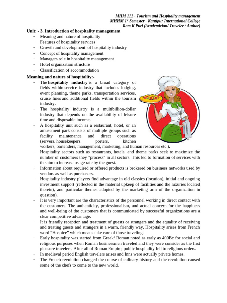 Unit - 3 Introduction of Hospitality Management | PDF | Hotel | Resort