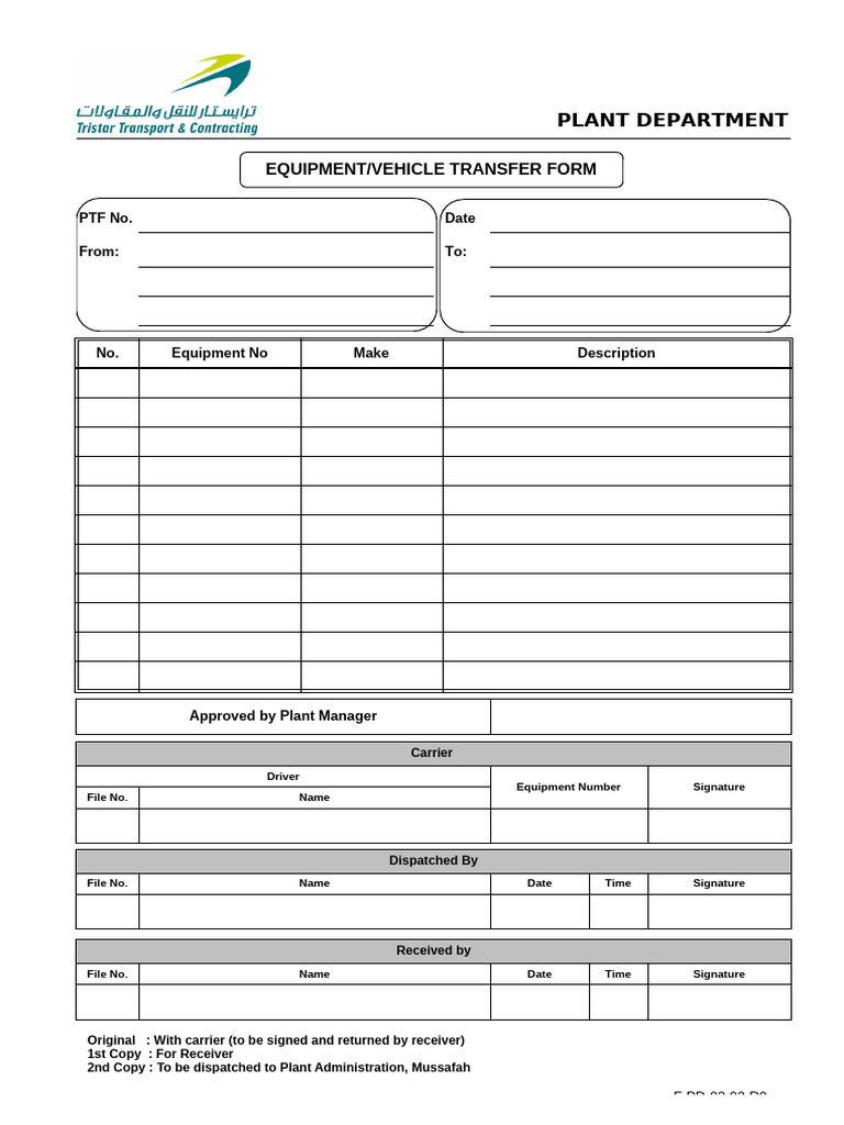 Plant Transfer Form | PDF