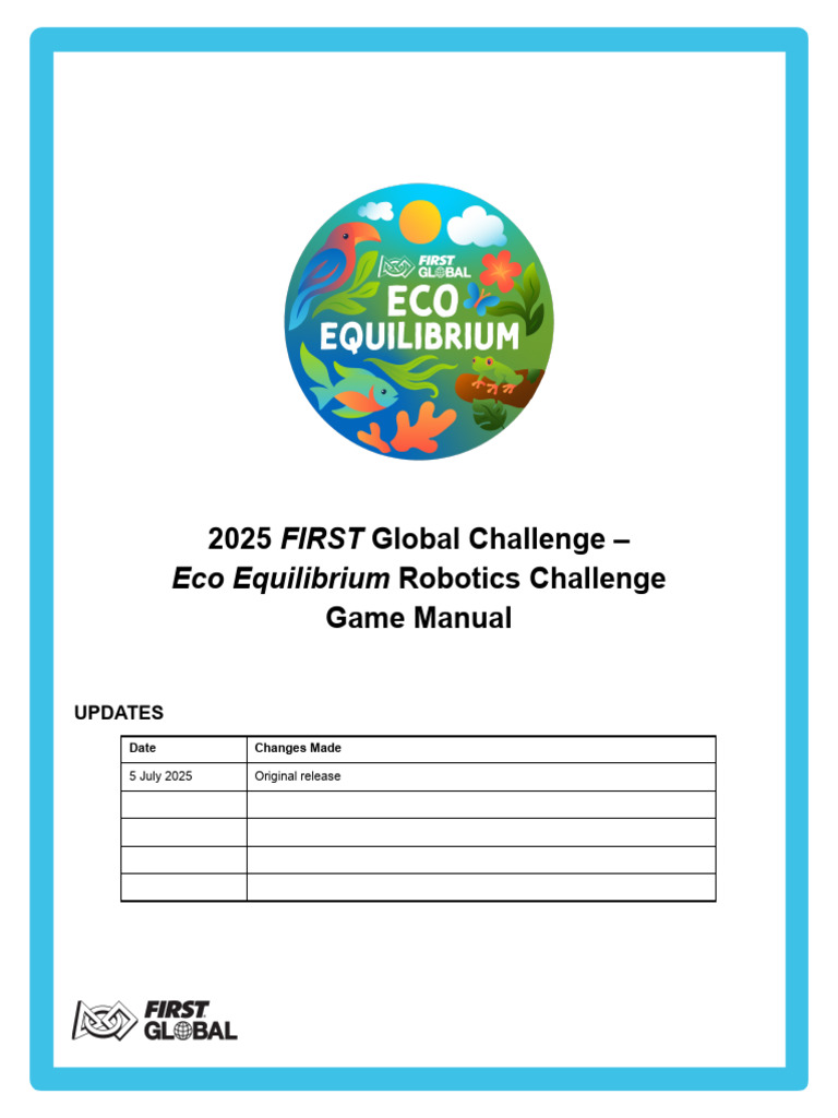 2025 FIRST Global Challenge - Eco Equilibrium Robotics Challenge Game Manual | PDF ...