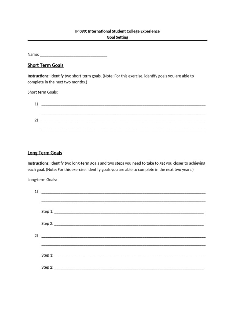Goal Setting Worksheet | PDF