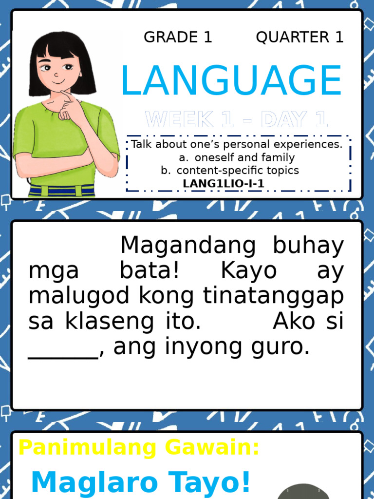 Grade 1 Language Week 1 | PDF