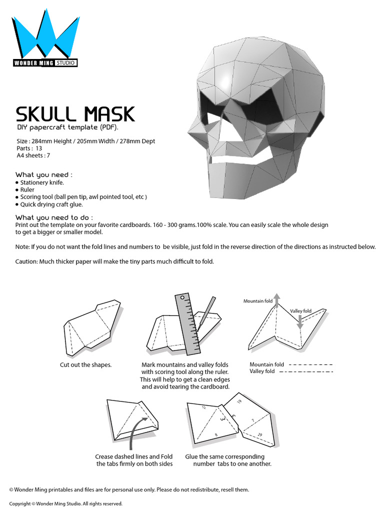 Free Printable Skull Mask Template | PDF