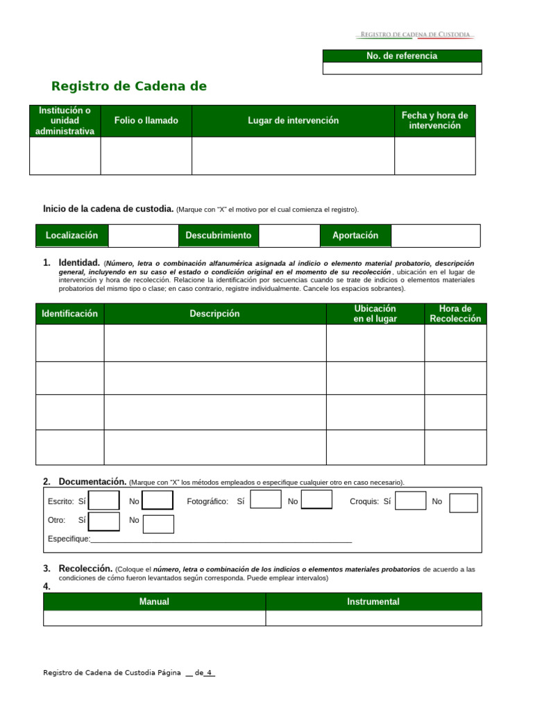 Cadena De Custodia Formato Pdf