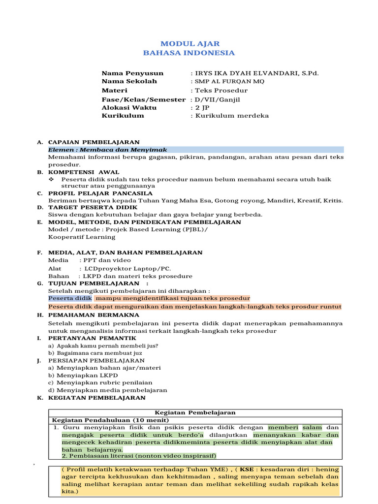 Modul Ajar Teks Iklan IRYS IKA Fix | PDF