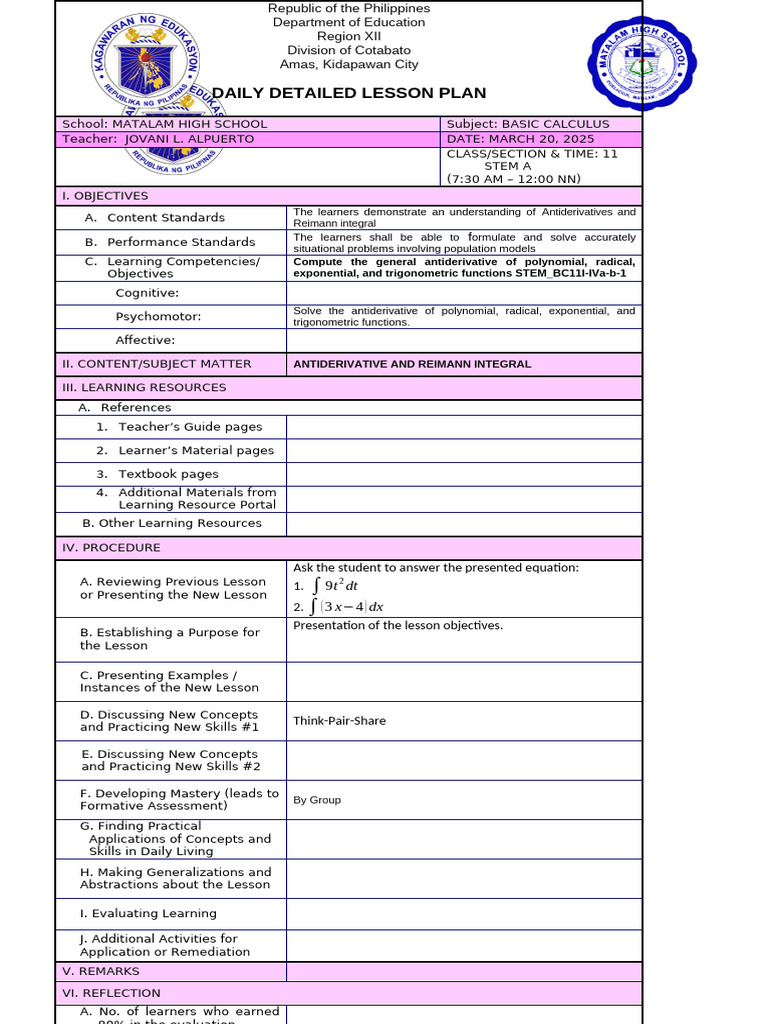 DLP-SHS Sample Template | PDF | Semantics | Learning
