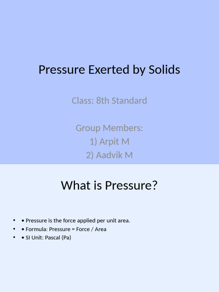 Understanding Pressure from Solids | PDF