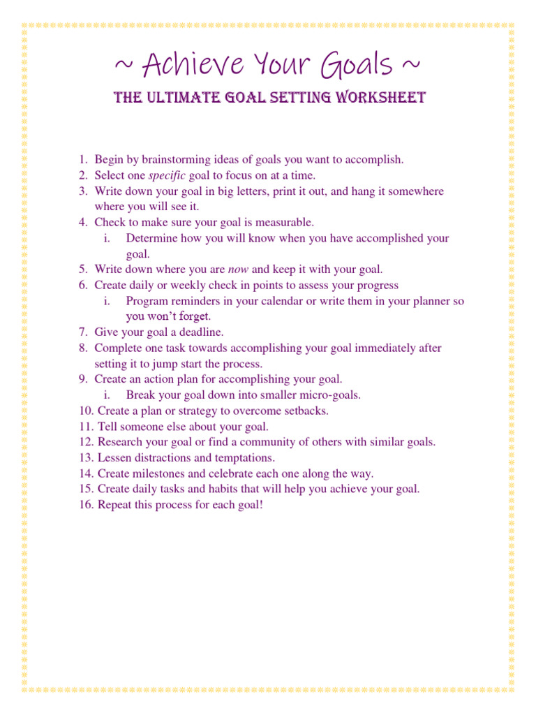 Goal Setting Worksheet | PDF