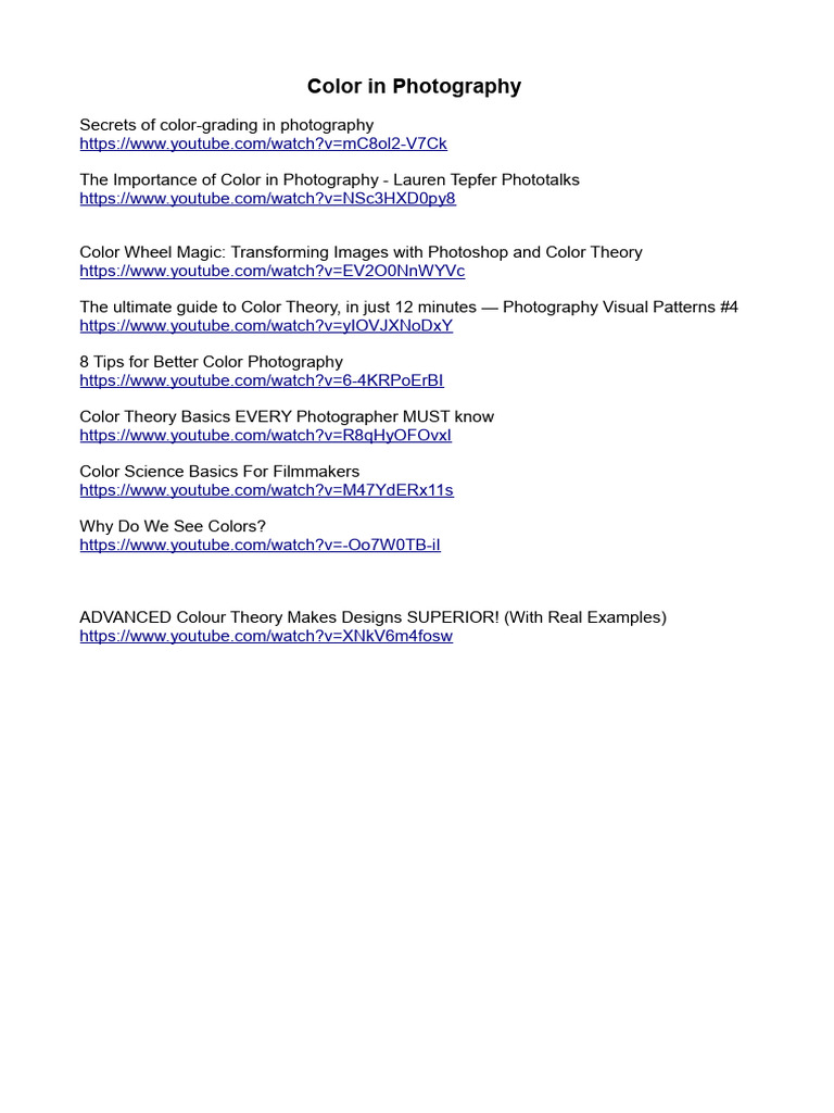 Mastering Color Theory in Photography | PDF