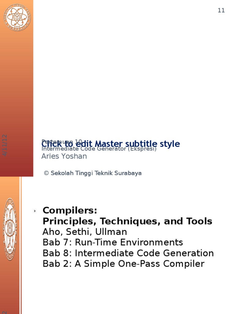 Teknik Kompilasi - 10 - Intermediate Code Generator 1 | PDF