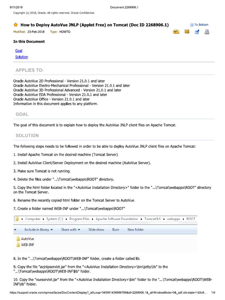 How To Deploy AutoVue JNLP - Applet Free On Tomcat | PDF