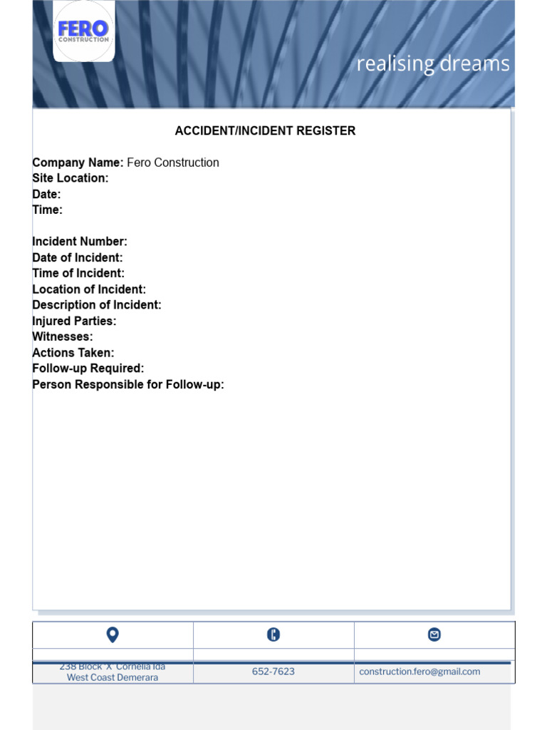 Accident Incident Register | PDF
