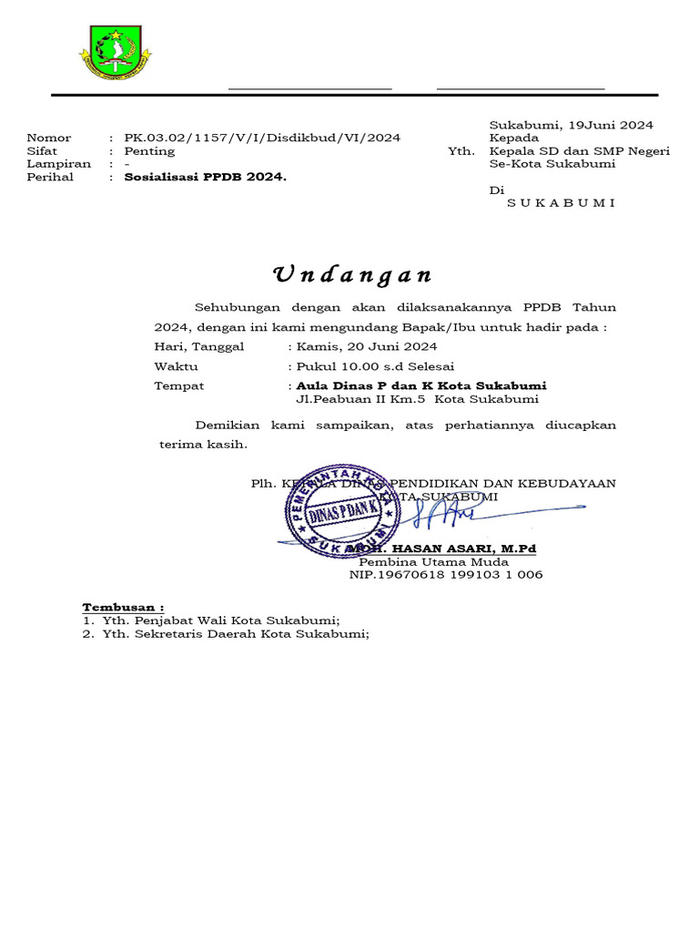 Surat Undangan Sosis PPDB 2024 | PDF