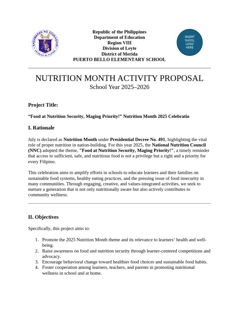 Nutrition Month Activity Proposal | PDF