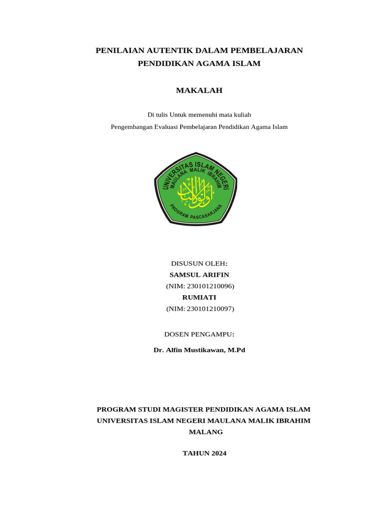 Penilaian Autentik dalam Pendidikan Agama | PDF