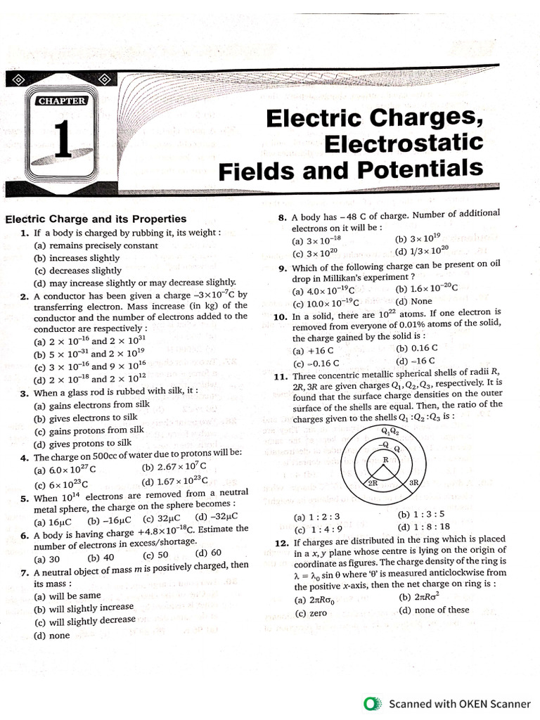 Electrostatic Question Bank 1 | PDF