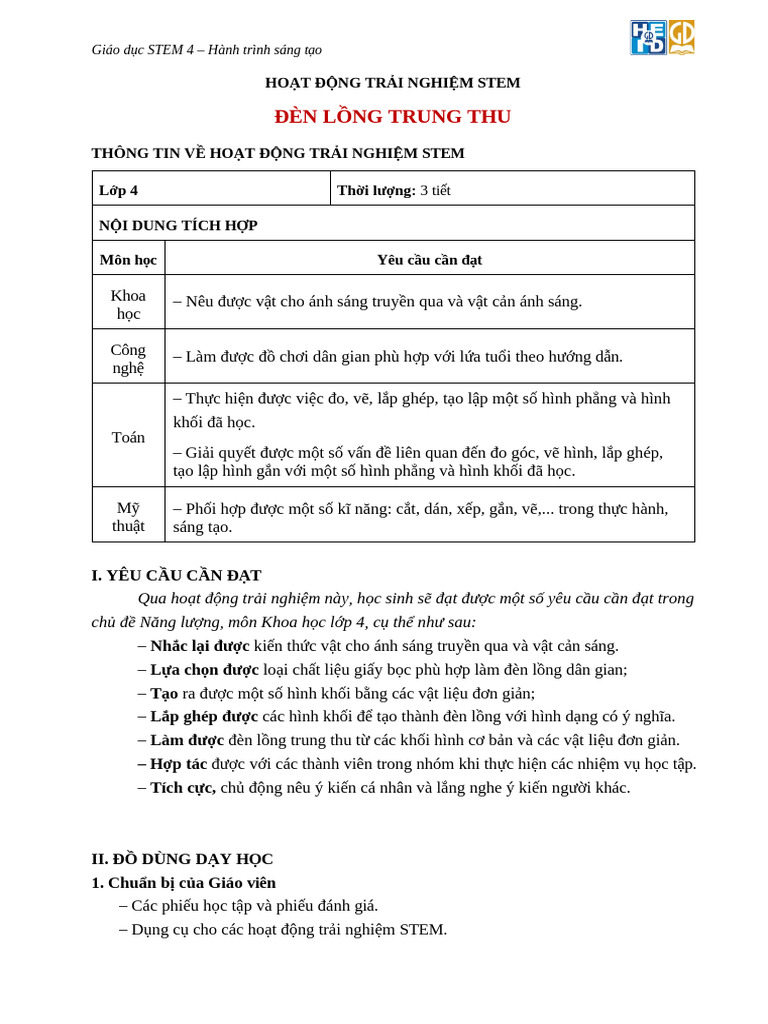 GD STEM 4 KHBD 13 Den Long Trung Thu 54522 | PDF