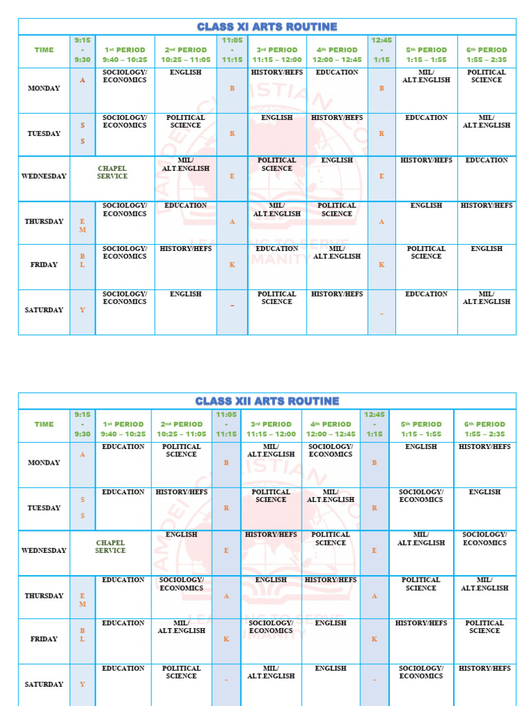 Routine 2025 W.E.F July | PDF