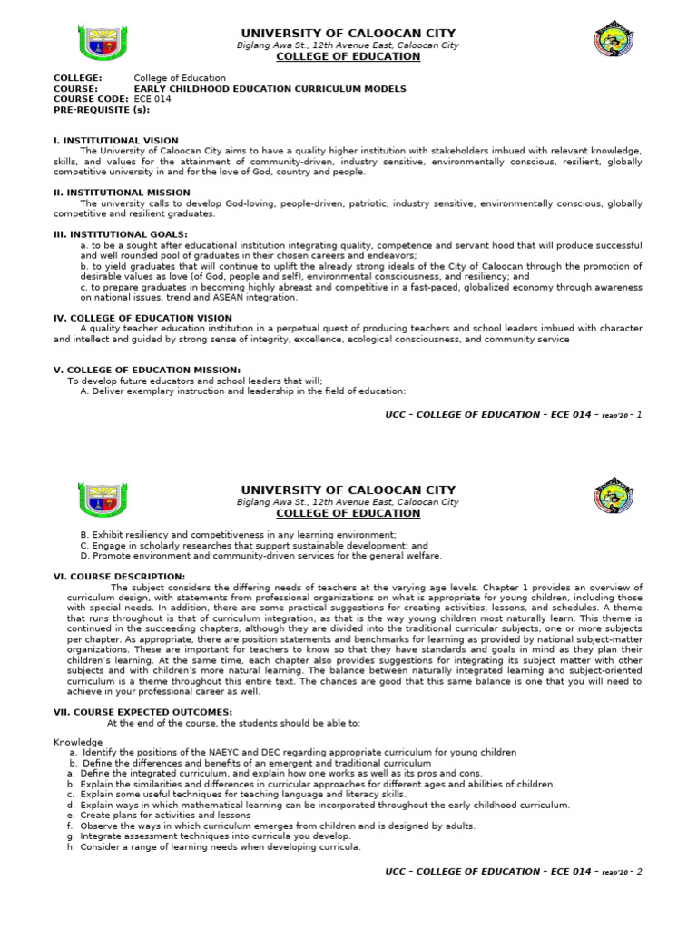 Early Childhood Education Curriculum Models | PDF | Curriculum | Early ...