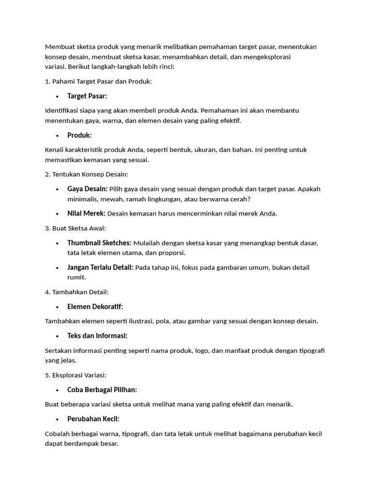Langkah Membuat Sketsa Produk Efektif | PDF