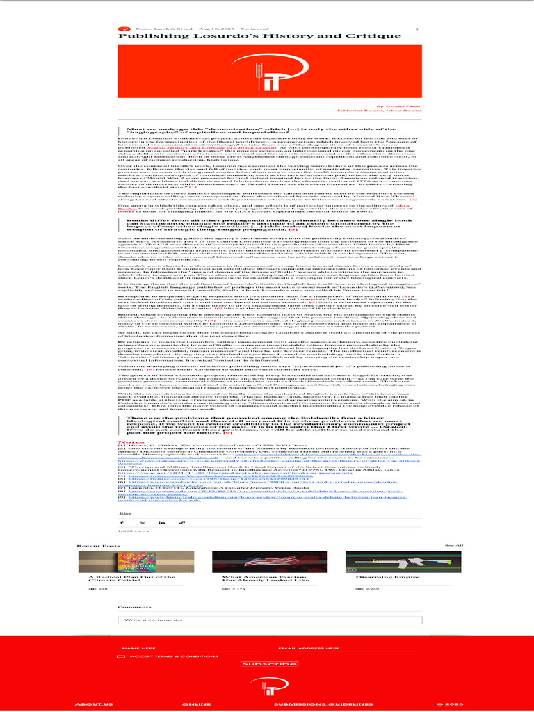 Publishing Losurdo's History and Critique | PDF | Propaganda | Joseph ...