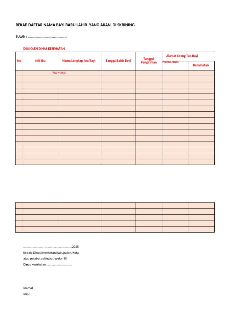 Form Pemeriksaan Sampel SHK - Shak - g6pd 2024 - Di Lab - 2025 | PDF
