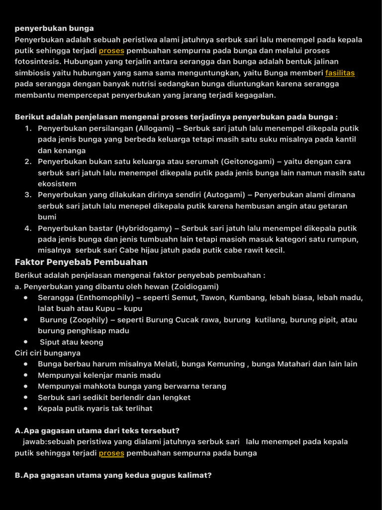 Penyerbukan Bunga | PDF