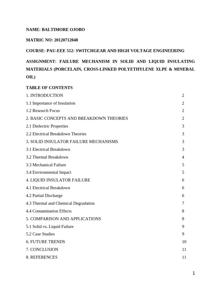 Assignment - Failure Mechanism in Solid and Liquid Insulating Materials ...
