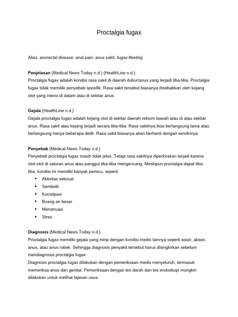 Pengertian dan Pengobatan Proctalgia Fugax | PDF