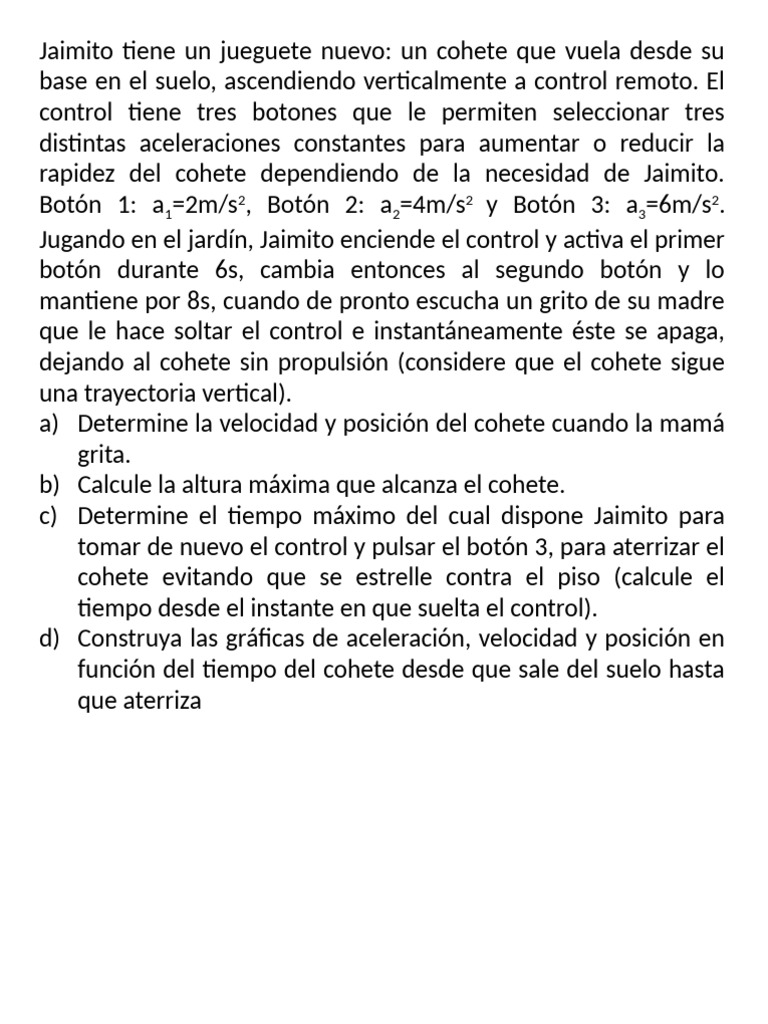 Jaimito Cohete | PDF | Mecanica clasica | Movimiento (física)