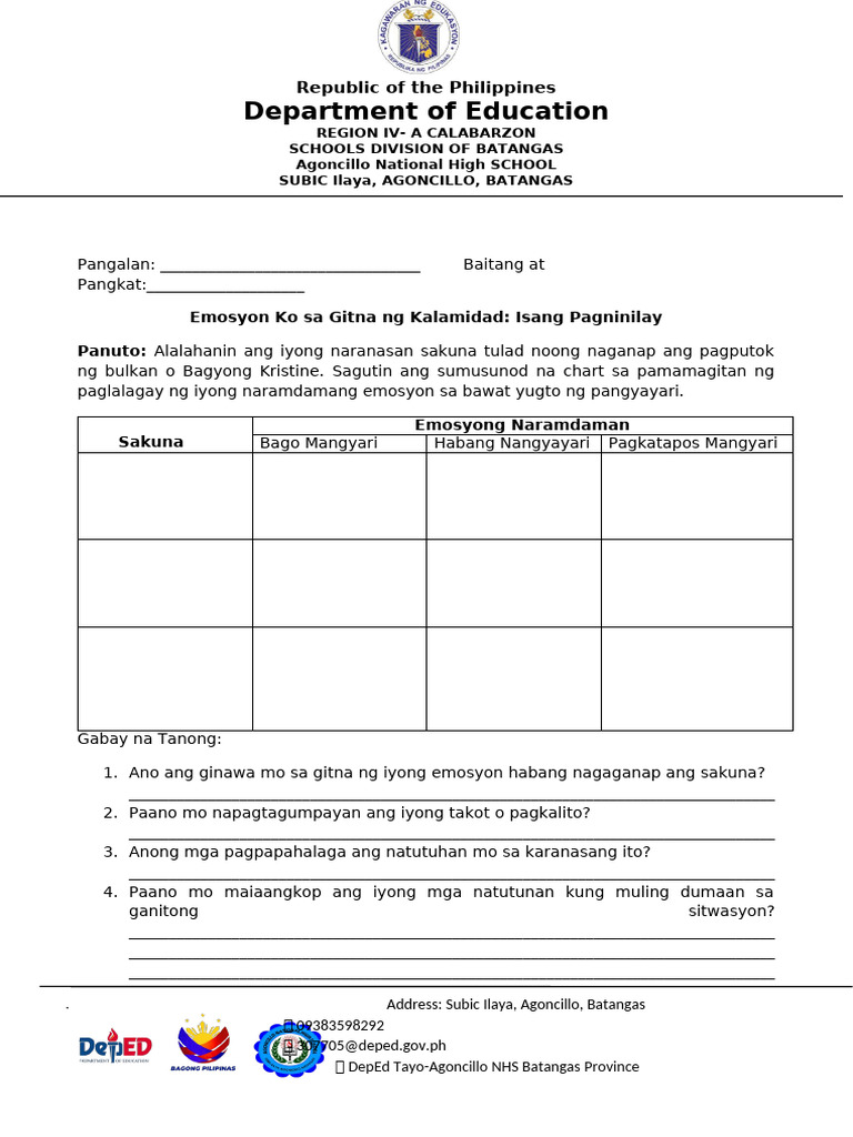 DRRM Integration Worksheet | PDF