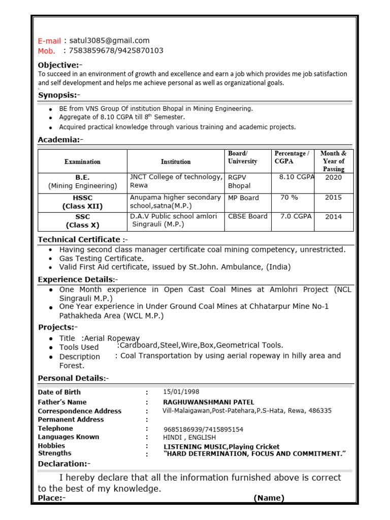 Atul Kumar Resume Original | PDF | Organizational Behavior | Psychology