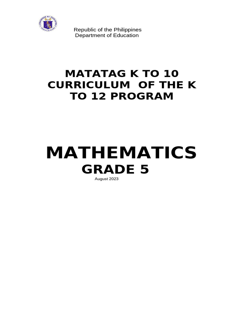 MATATAG Grade 5 Math Curriculum Guide | PDF | Division (Mathematics ...