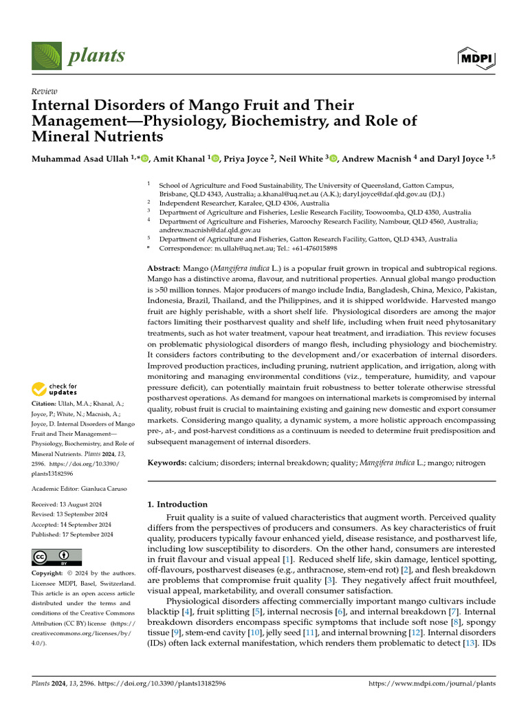 Mango Internal Disorders and Management | PDF | Soil | Plant Nutrition