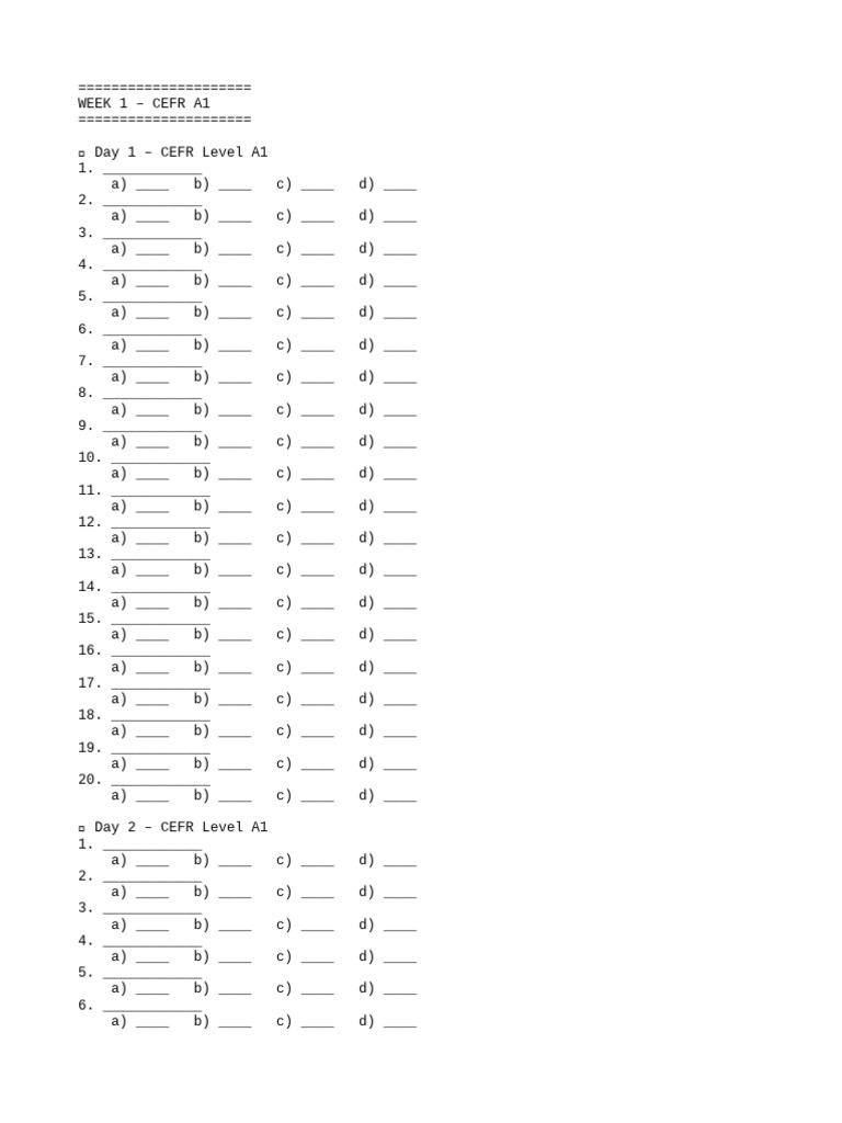 CEFR A1 Test Preparation Guide | PDF | Chess Theory | Chess