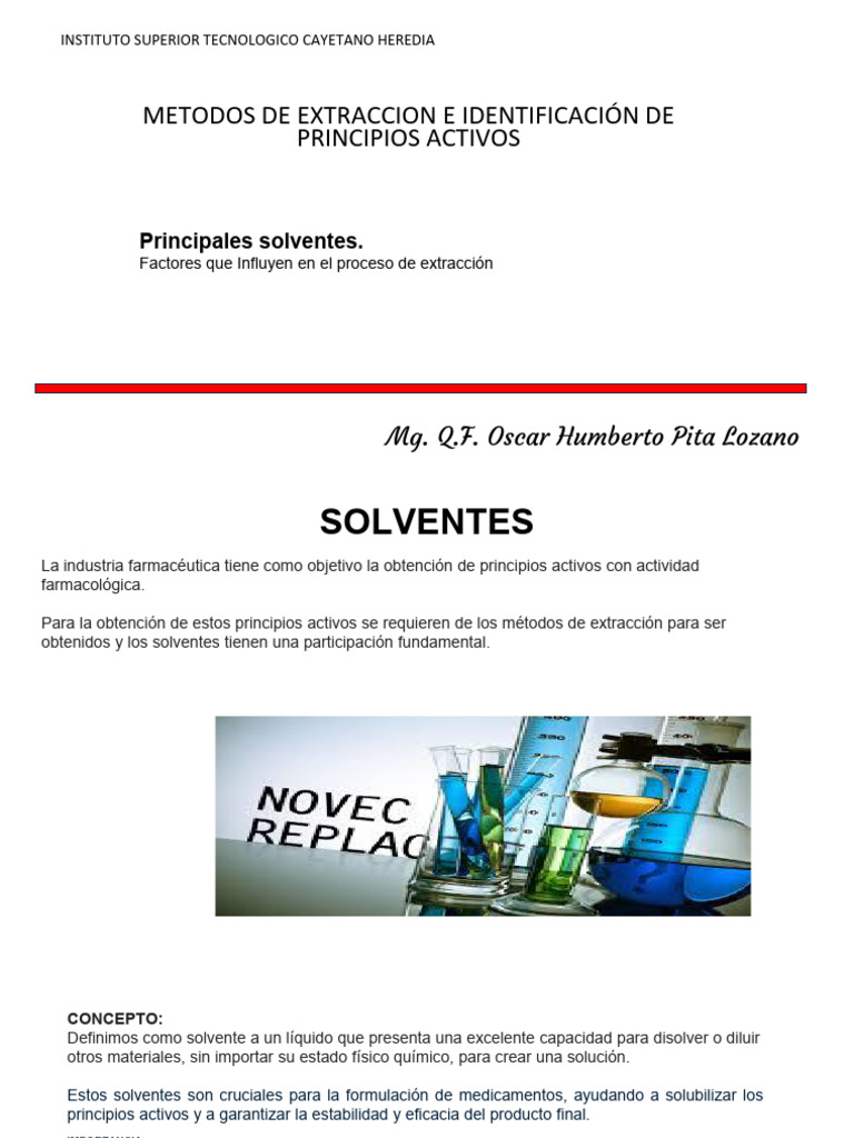 Solventes en Extracción de Principios Activos | PDF | Medicamentos con ...